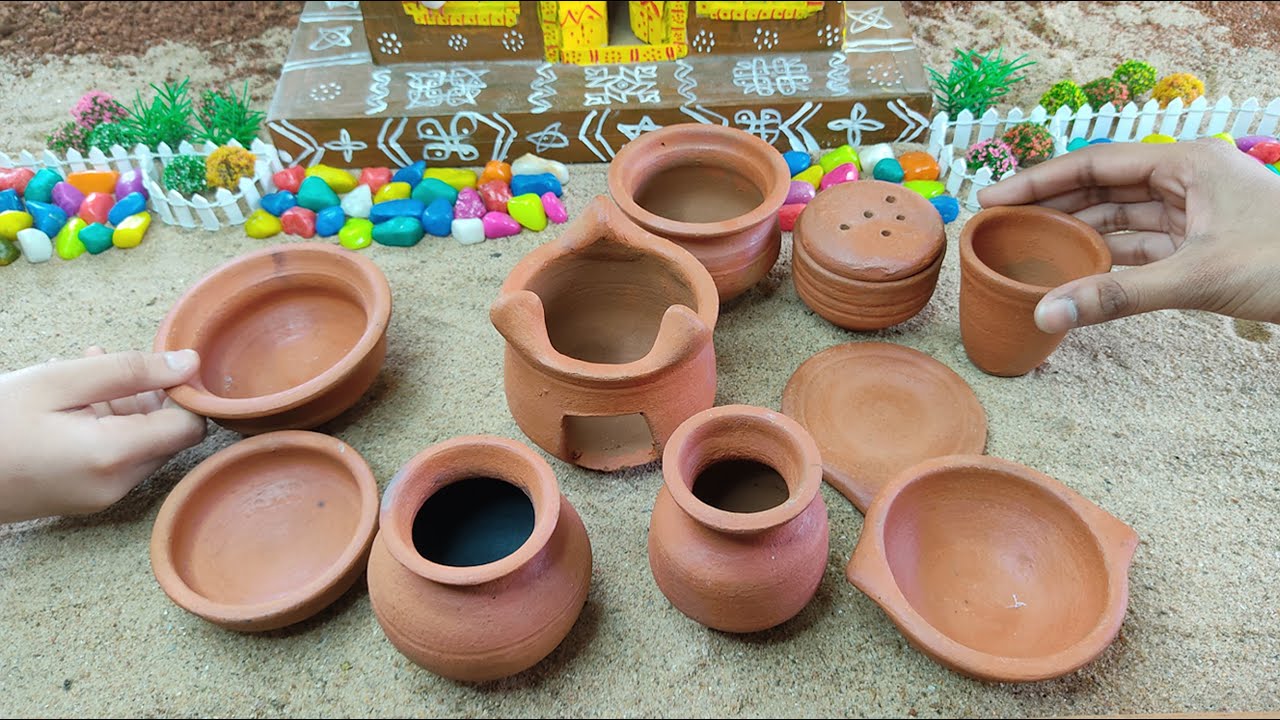 Miniature Clay pots unboxing | Mini mud pot set | Real cooking clay pot ...