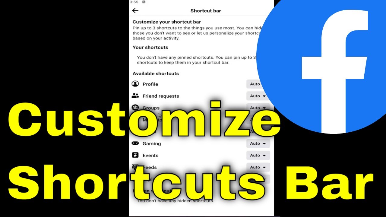 How To Customize Facebook Shortcuts Bar Settings [Guide] - YouTube