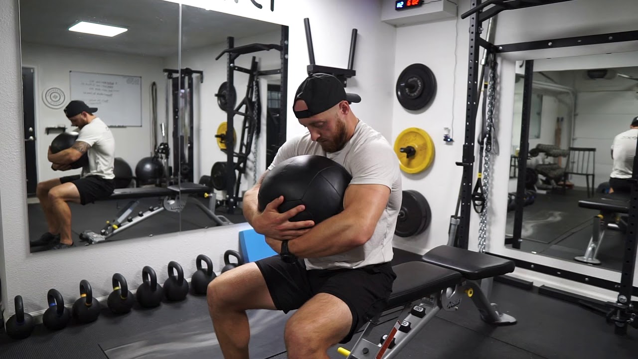 Seated Medball T-Spine Mobility - YouTube