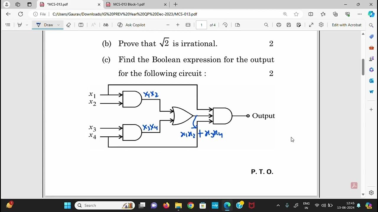 MCS 013 December 2023 Q1 c | Find the Boolean expression for the output ...
