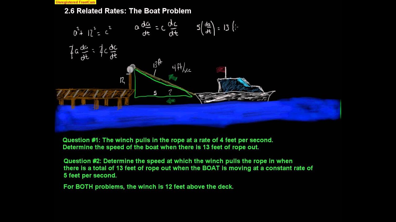 Calculus 2 6 Related Rates The Boat Problem YouTube Calculus 2 6 Related Rates The Boat Problem YouTube