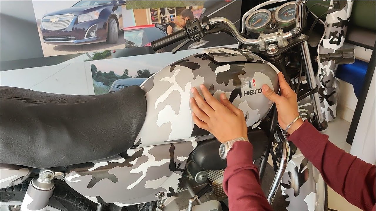 Hero Splendor Camouflage Vinyl Wrapping | Splendor Modification ...