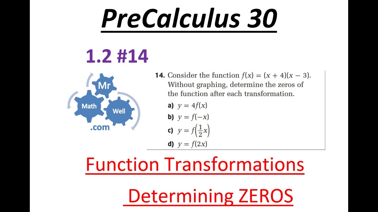 PC 30 1.2 #14 Function Transformations - Determining ZEROS - YouTube