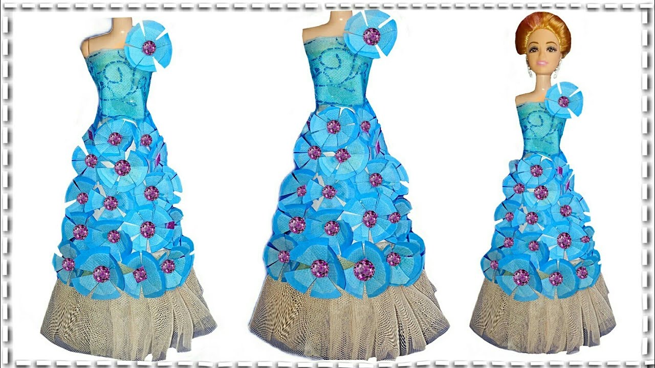 How To Make Barbie Doll Dress With Waste Disposal Mask | BARBIE DOLL ...