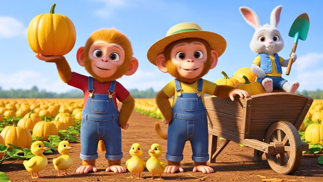 Lila the Monkey Finds a Giant Pumpkin Farm 🐒🎃 with Duck & Rabbit - YouTube