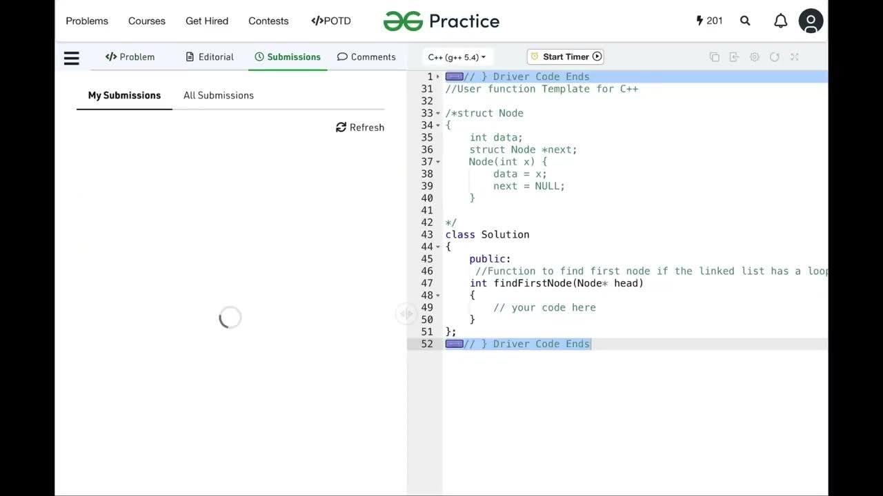 Find The First Node Of Loop In Linked List Gfg Potd Gfg Solution 18th January 2023 Youtube