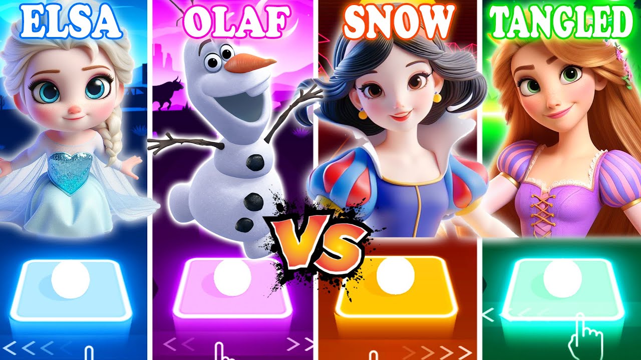 Baby Elsa & Olaf Vs Snow White & Tangled - Tiles Hop! - YouTube
