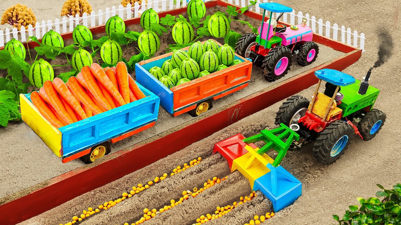 Top diy tractor making mini Rainbow Furrow Plow machine | Clean Up ...