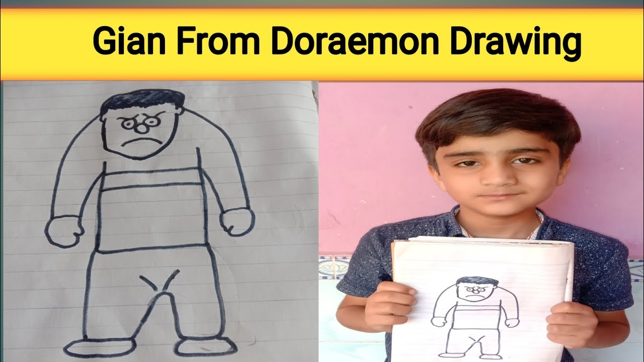 Gian From Doraemon Drawing | How to Draw Gian From Doraemon Drawing ...