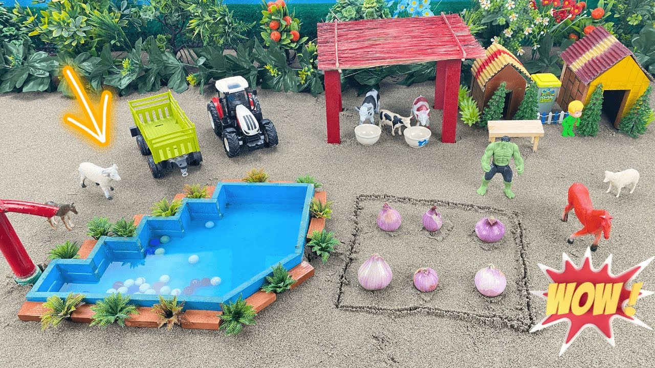 Top DIY mini Farm Diorama with house for Cow | Mini Hand Pump Water ...