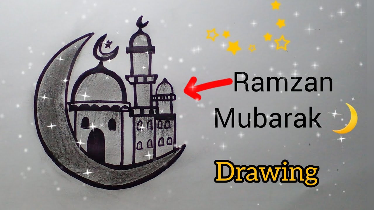 How to Draw a Ramzan Mubarak 🌙 Drawing/Easy Drawing - YouTube