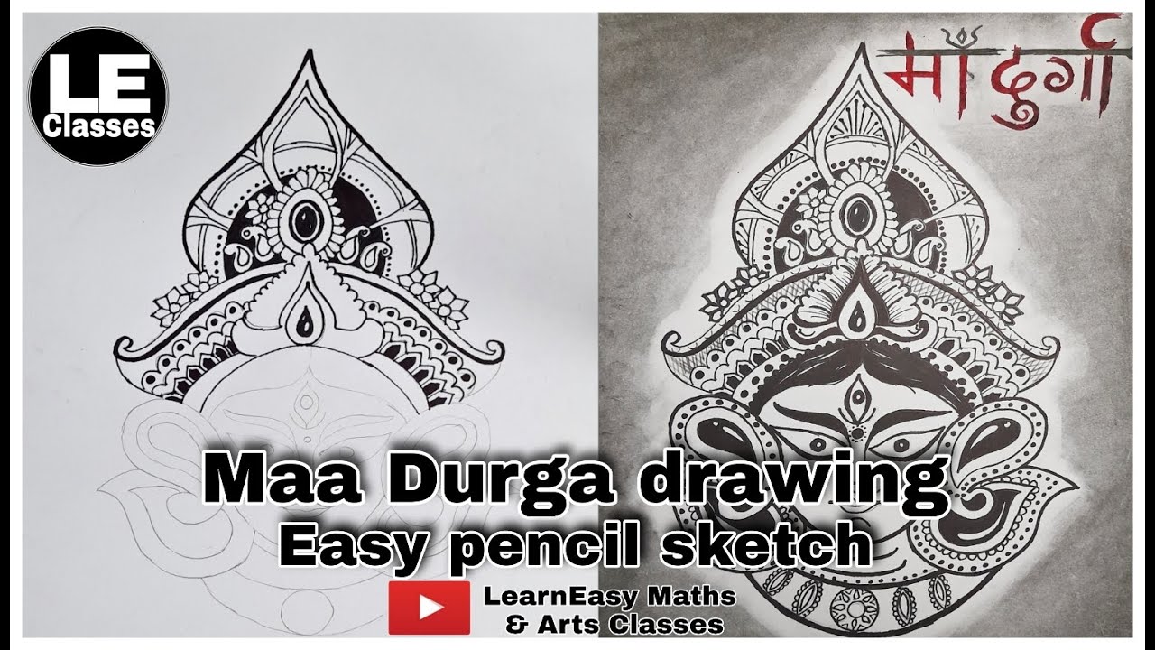 Maa durga drawing | Durga mata sketch | How to draw durga mata drawing ...