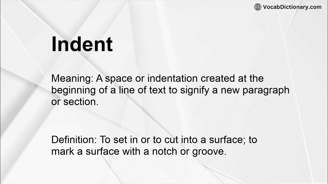 Indent Meaning - YouTube