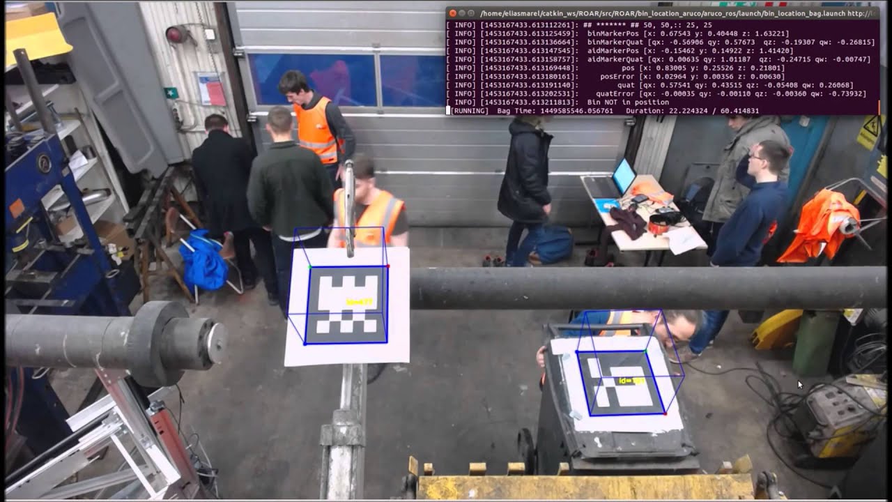 ROAR Refuse Bin AR Marker Tracking using ArUco in ROS - YouTube