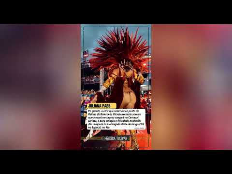 Juliana Paes, Rainha de Bateria da Viradouro, no desfile das Campeãs na Sapucaí, no Rio