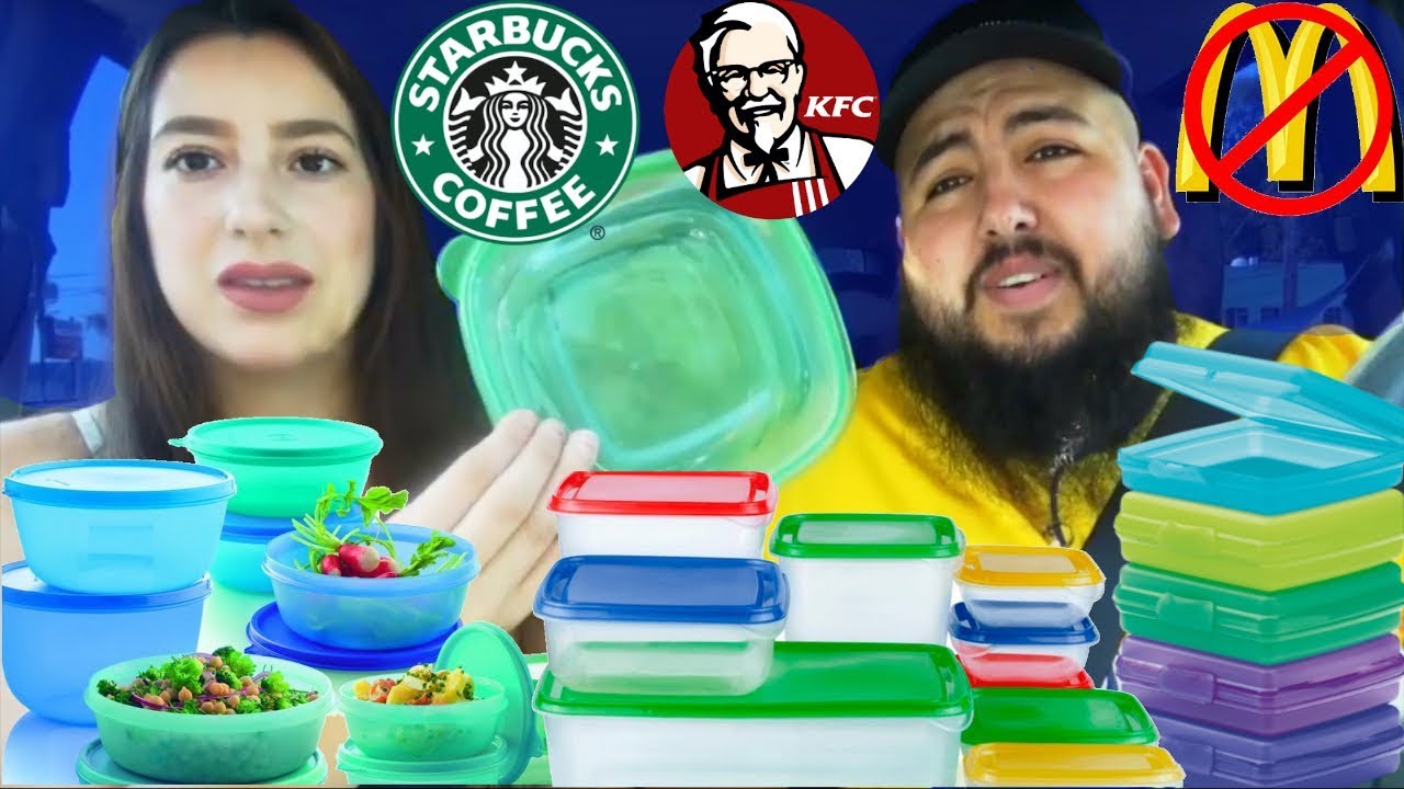 PIDIENDO NUESTRA COMIDA EN TUPPERS!! #TUPPERCHALLENGE 🔴 **MCDONALDS NO ...