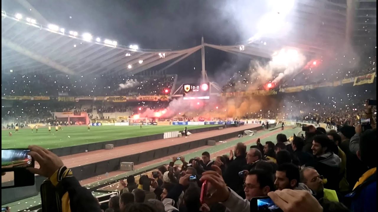 ΑΕΚ-Ολυμπιακος 0-1 Είσοδος Ομάδων πάρτι με 70.000 καλεσμένους 11-3-2015 ...