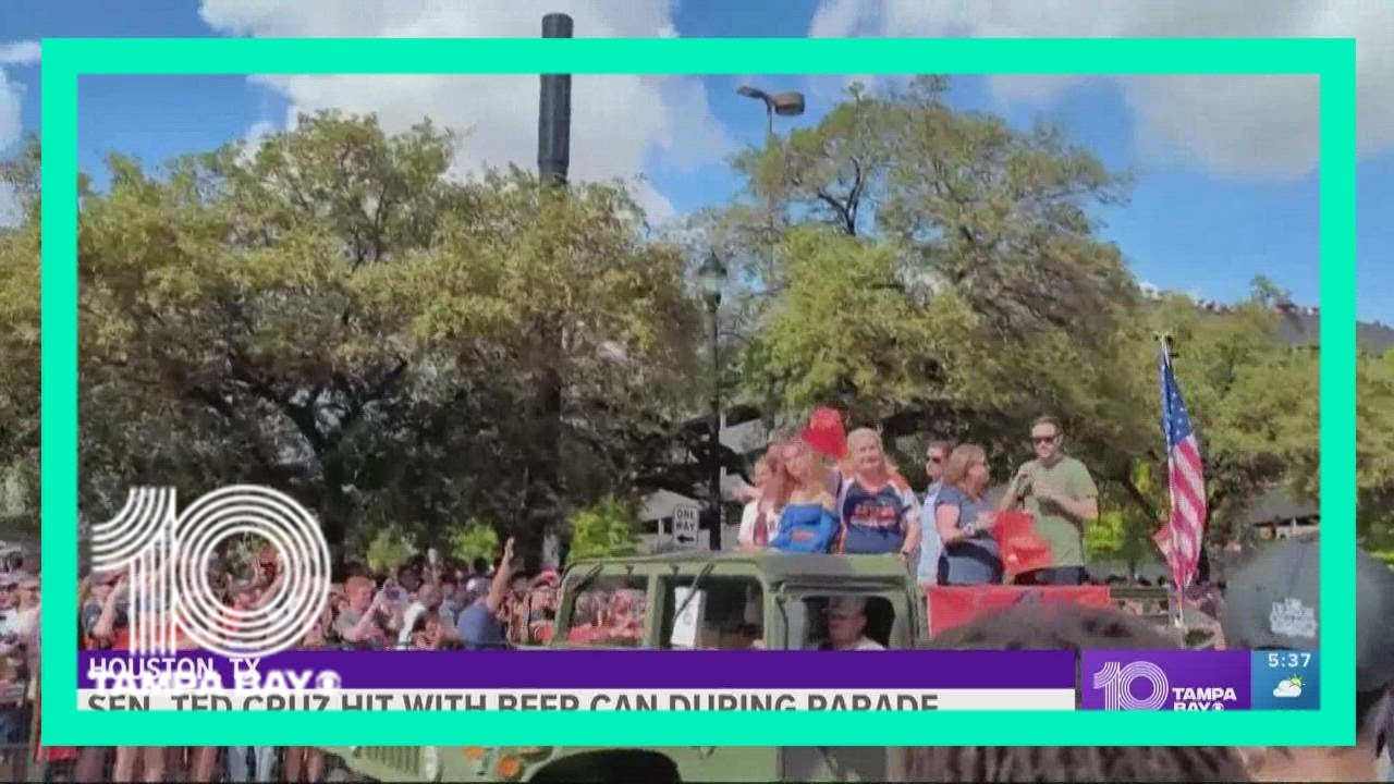 Beer can thrown at Sen. Ted Cruz during Astros World Series parade ...
