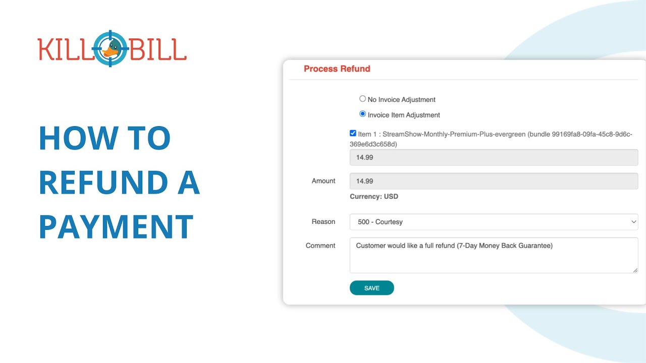 Kill Bill: How to Refund a Payment - YouTube