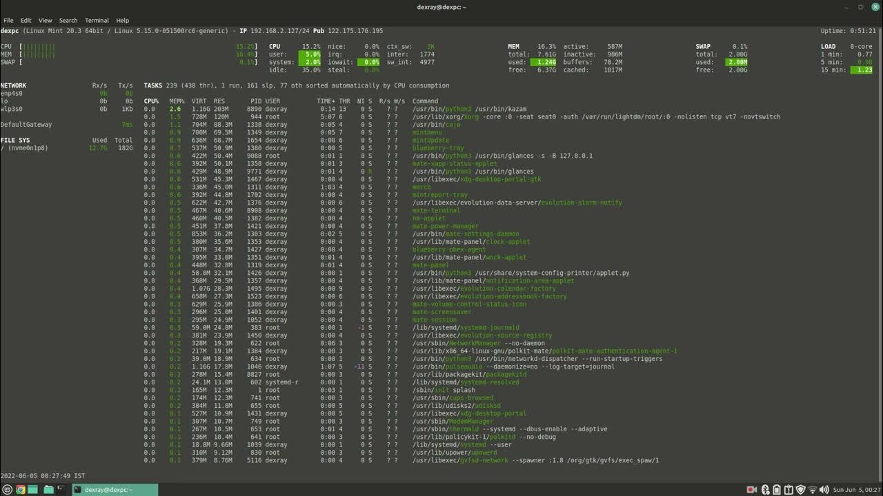 The best system monitoring tool for Linux machines || GLANCES - YouTube