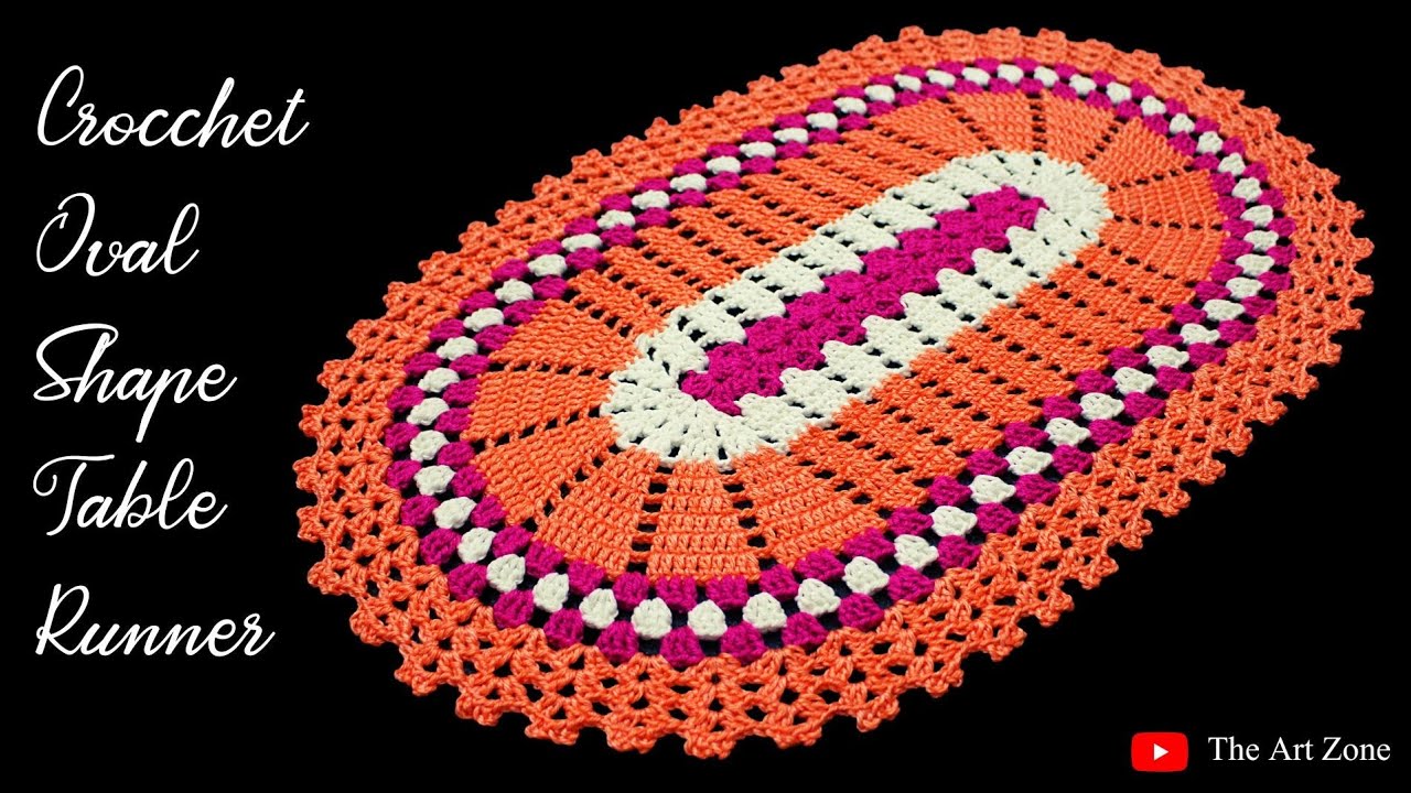 Beautiful Crochet Table Runner Design in Oval Shape | Crochet Tutorial ...