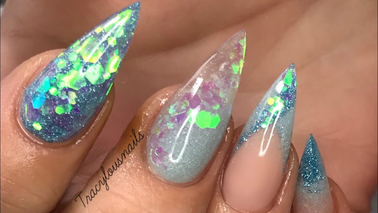 UNDER THE SEA | GLITTER PLANET | BLUE NAILS | FULL SET - YouTube