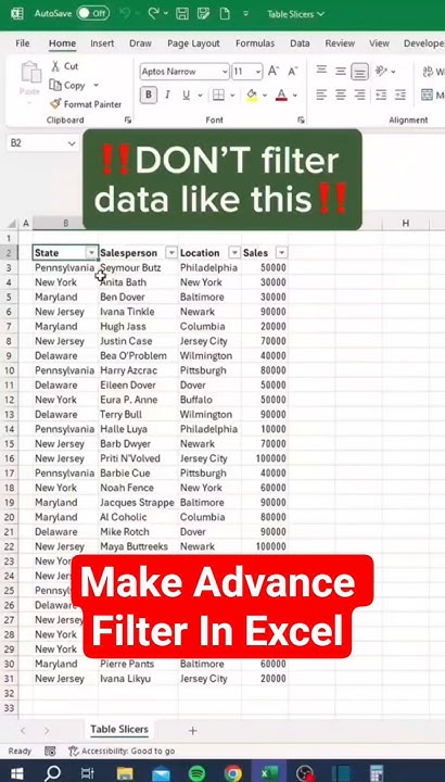 Filtering Data In Excel Is Actually Very Easy To Do #spreadsheetmagic #exceltips #dataanalysis ...