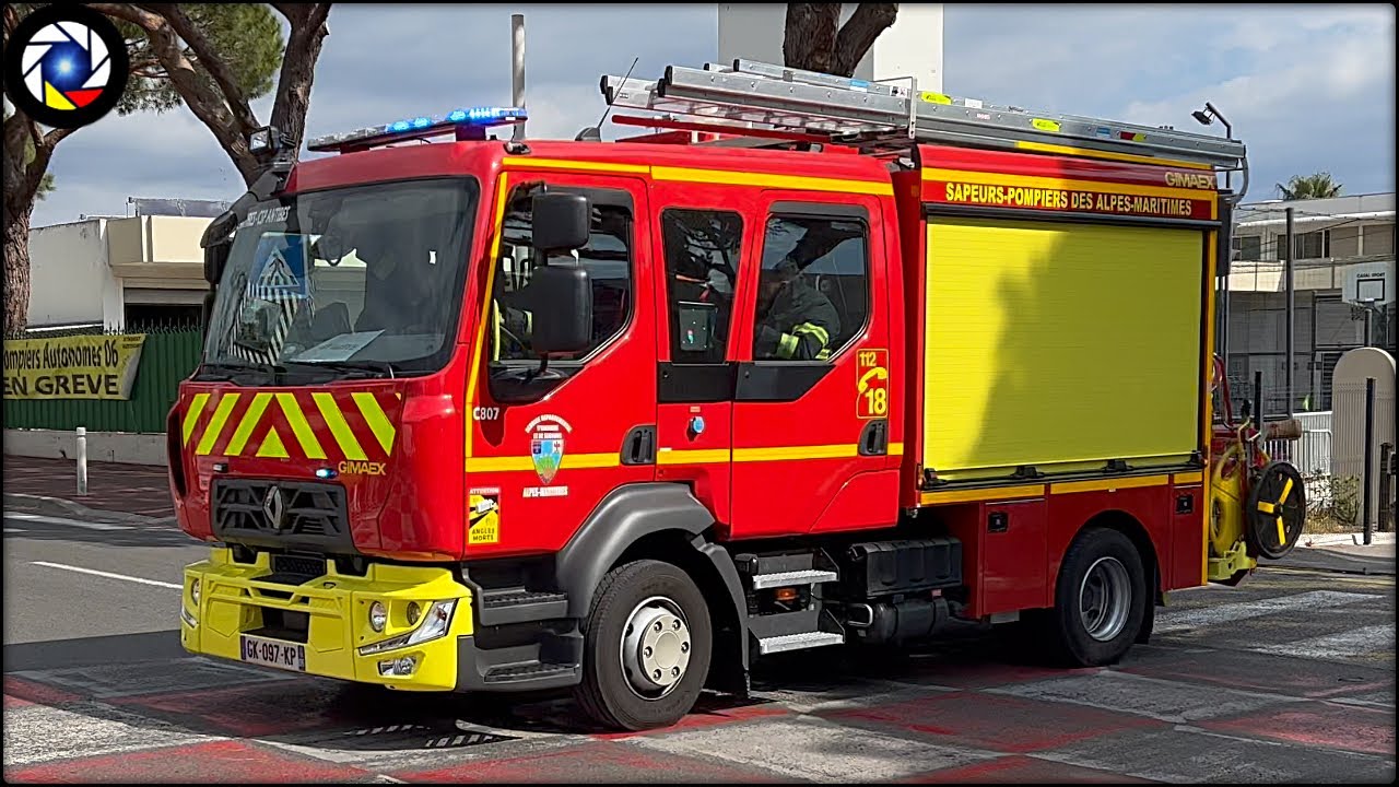 Sapeurs-Pompiers d'Antibes - Départ FPTL + VSAV - YouTube