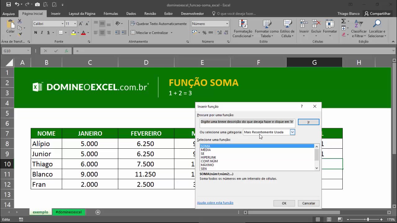 Aprenda a utilizar a função soma no excel - Domine o Excel - YouTube