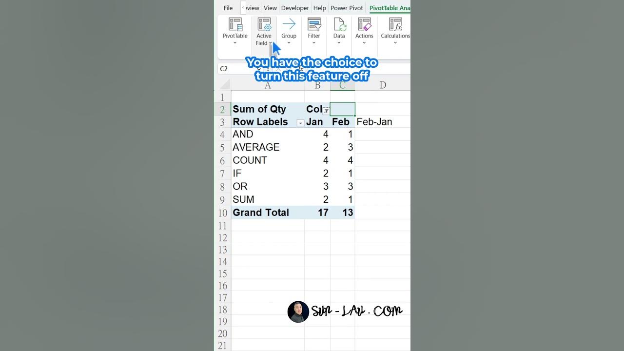 Pivot - Disable getpivotdata #excel - YouTube