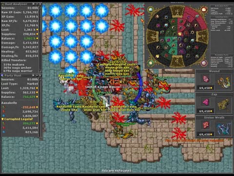 Tibia Hunt Nagas, Duo RP 926 & MS 655, 12.9 kk / exp hr prom - YouTube