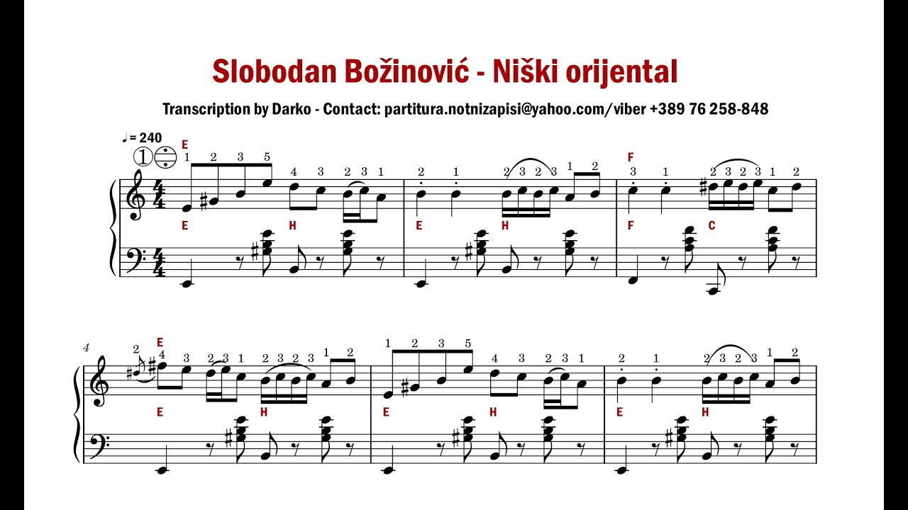 [Notni zapis za harmoniku] Slobodan Božinović - Niški orijental Chords ...