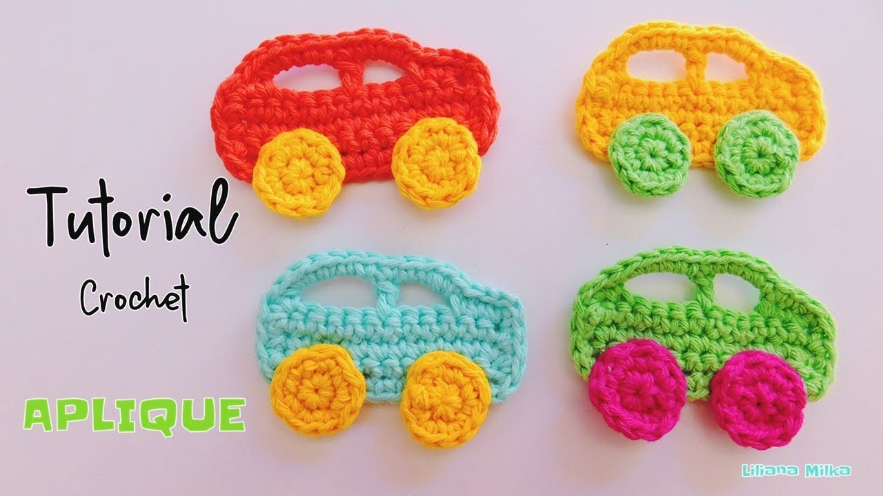 Como tejer un aplique de auto, carro a crochet ganchillo - YouTube