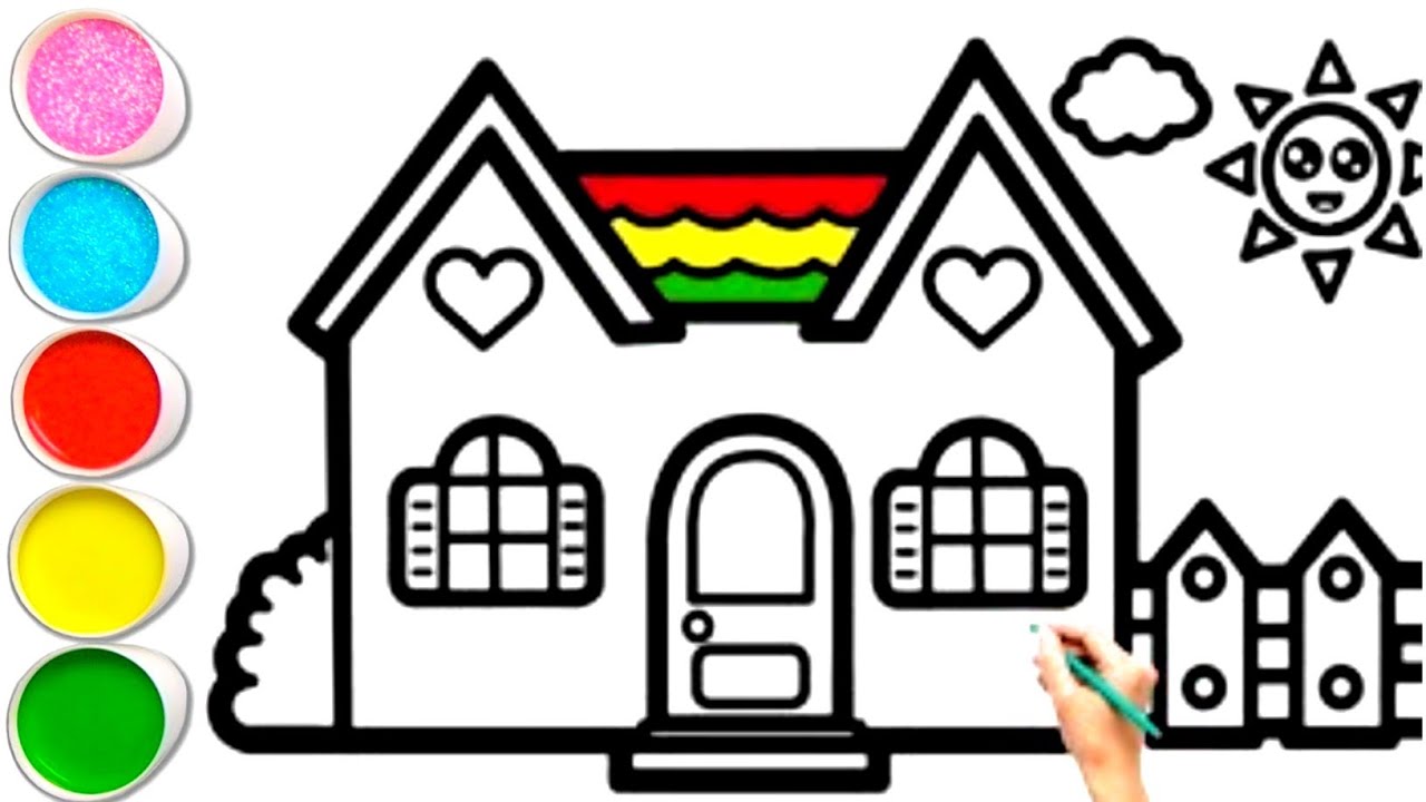 Beautiful Big House Easy step by step Drawing For kids And Toddlers ...