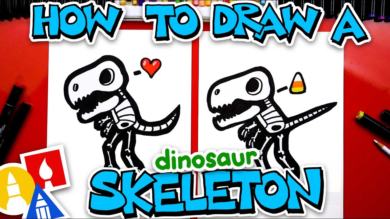 How To Draw A Dinosaur Skeleton Youtube