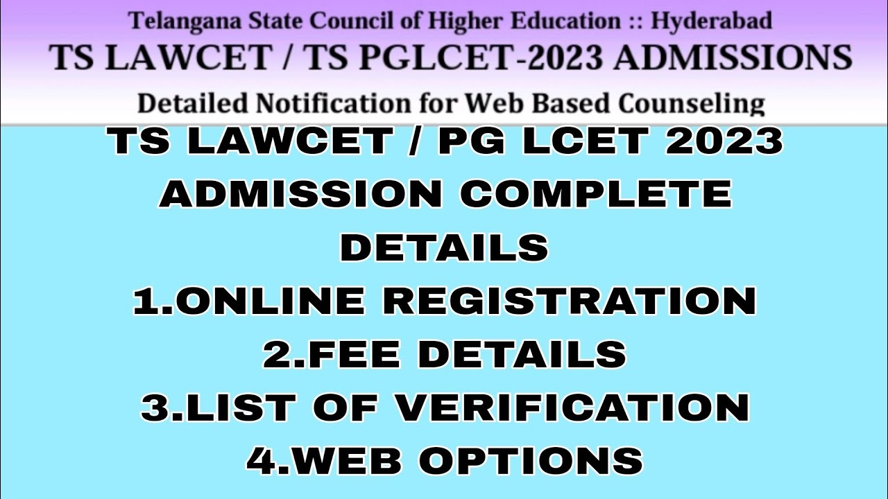 TS LAWCET / PG LCET 2023 DETAILED NOTIFICATION AND ONLINE REGISTRATION ...