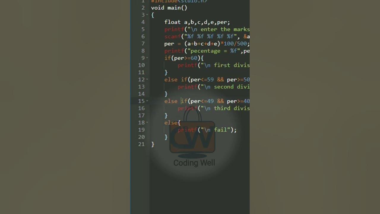 Percentage and division in c prograaming #coding #shorts - YouTube