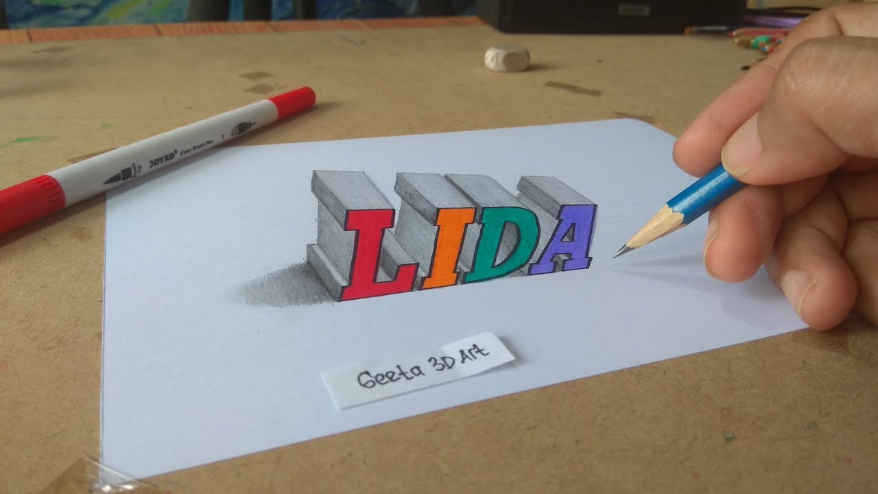3D drawing LIDA name - YouTube