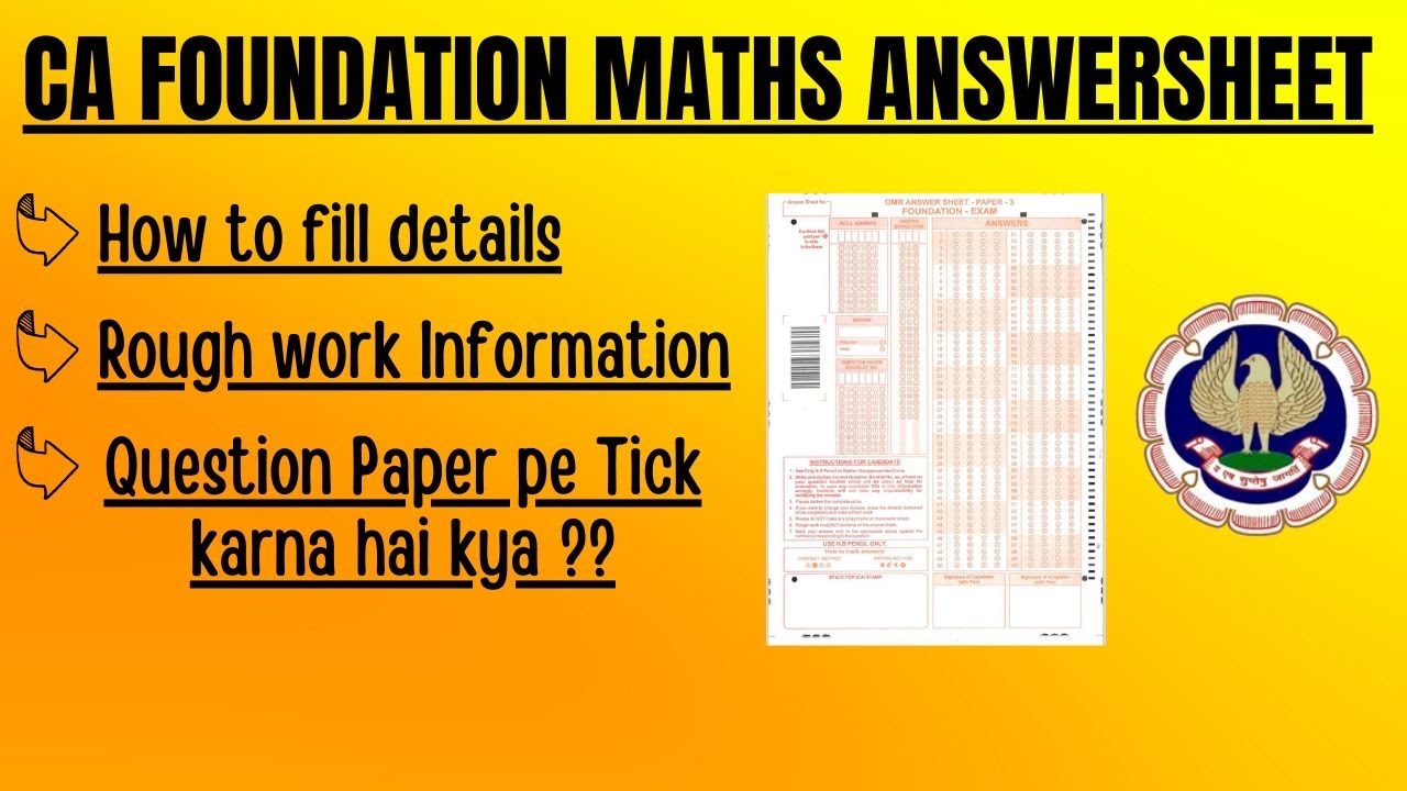 CA Foundation Maths Answersheet | How to Fill CA foundation MCQ Answer ...