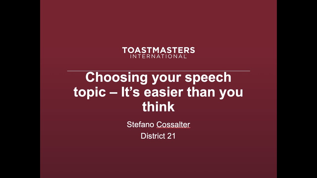Choosing your speech topic - It's easier than you think - YouTube