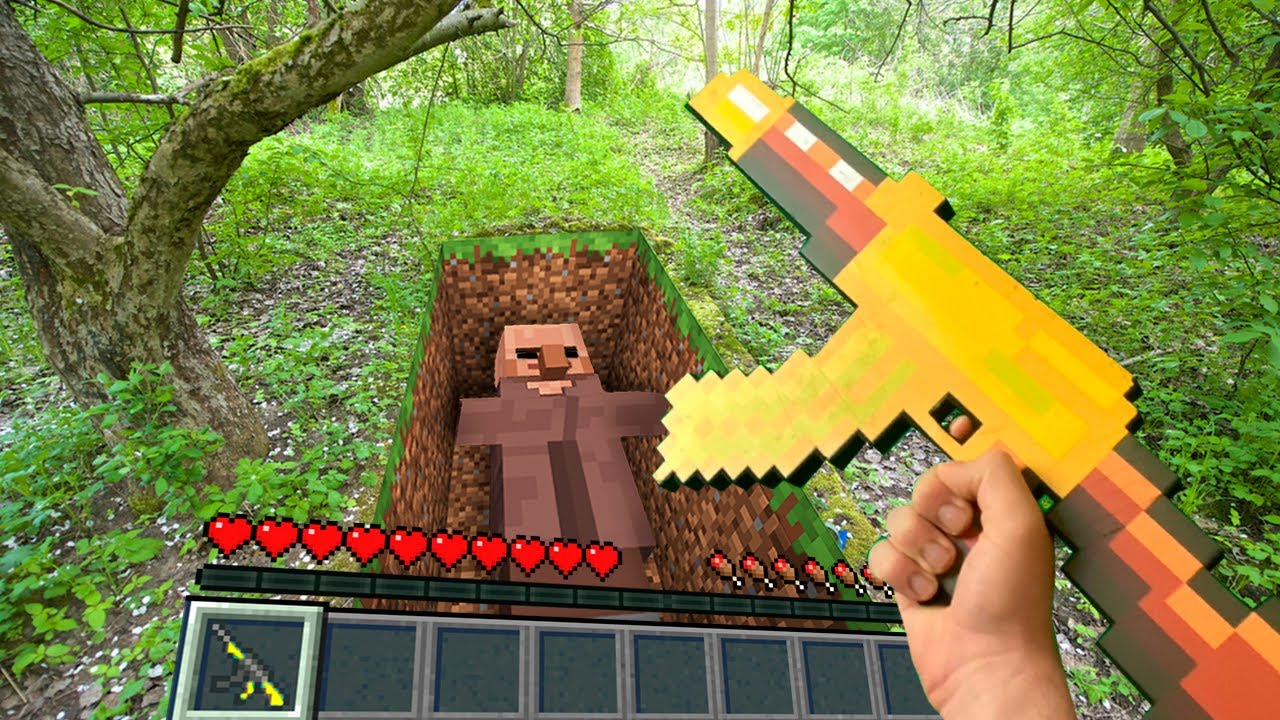 Minecraft in Real Life POV - VILLAGER vs GOLDEN GUN in Realistic ...