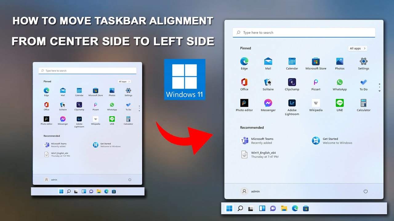 How to move Taskbar Alignment in Windows 11 from center side to left ...