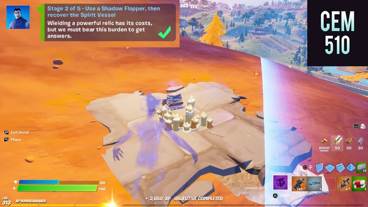 Use a Shadow Flopper, then recover the Spirit Vessel Fortnite Dark ...