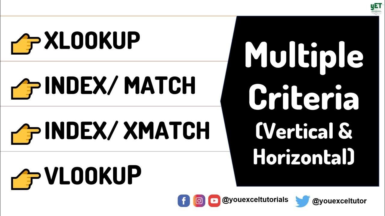 Multiple Criteria: XLOOKUP || INDEX/MATCH || INDEX/XMATCH || VLOOKUP -(Vertical & Horizontal Search) - YouTube multiple-criteria-xlookup-index-match-index-xmatch-vlookup-vertical-horizontal-search-youtube