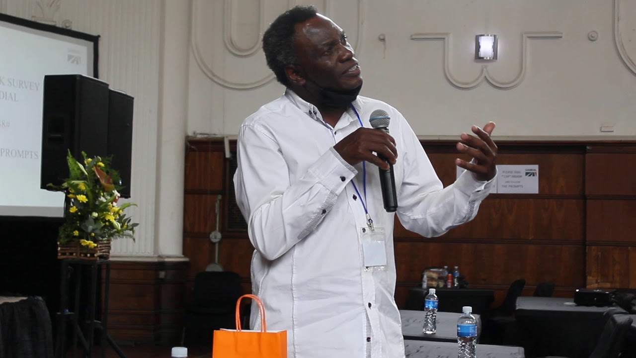 Themba Mhambi, Chairman of the SANRAL Board speaks at the Germiston ...