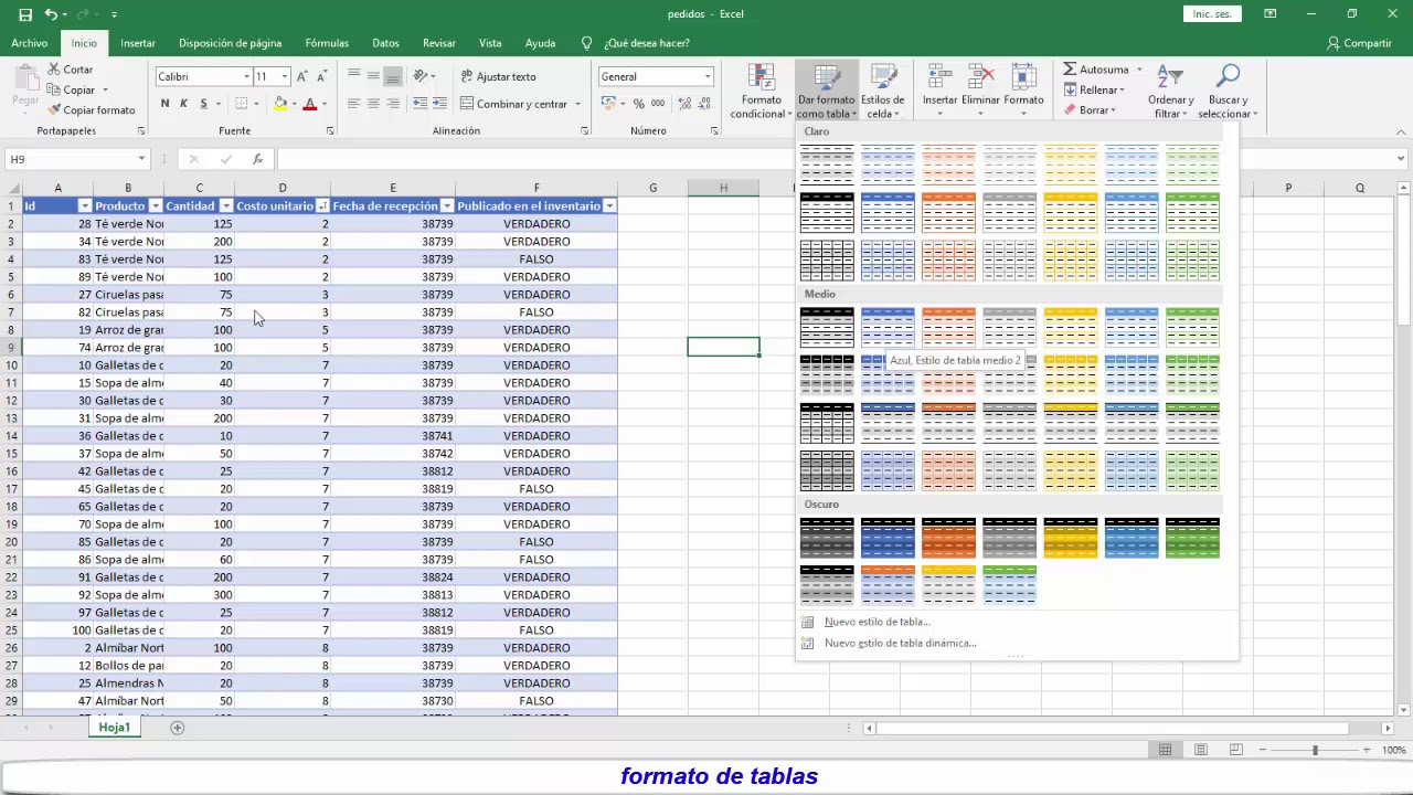 formato de tablas, en Excel - YouTube