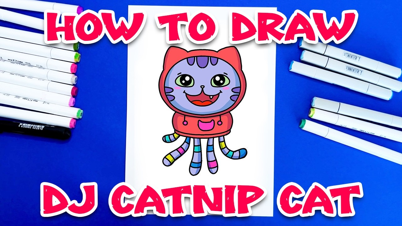 How To Draw DJ Catnip Cat from Gabby's Dollhouse - YouTube