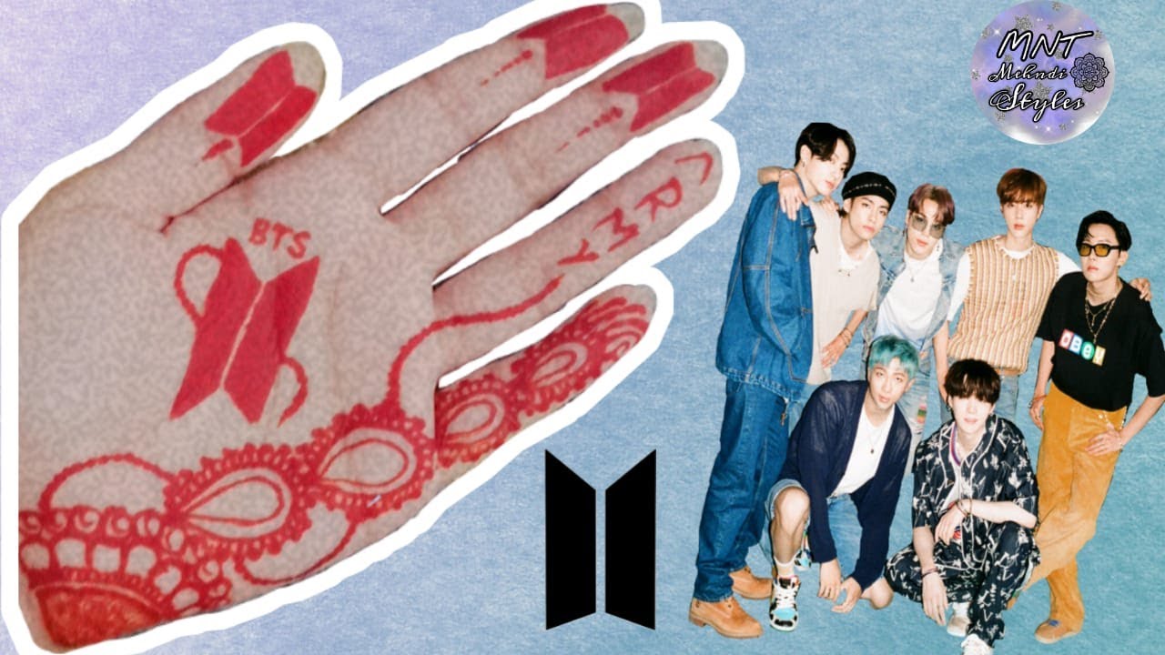 BTS Logo Henna style || easy mehndi design || MNT Mehndi Styles - YouTube