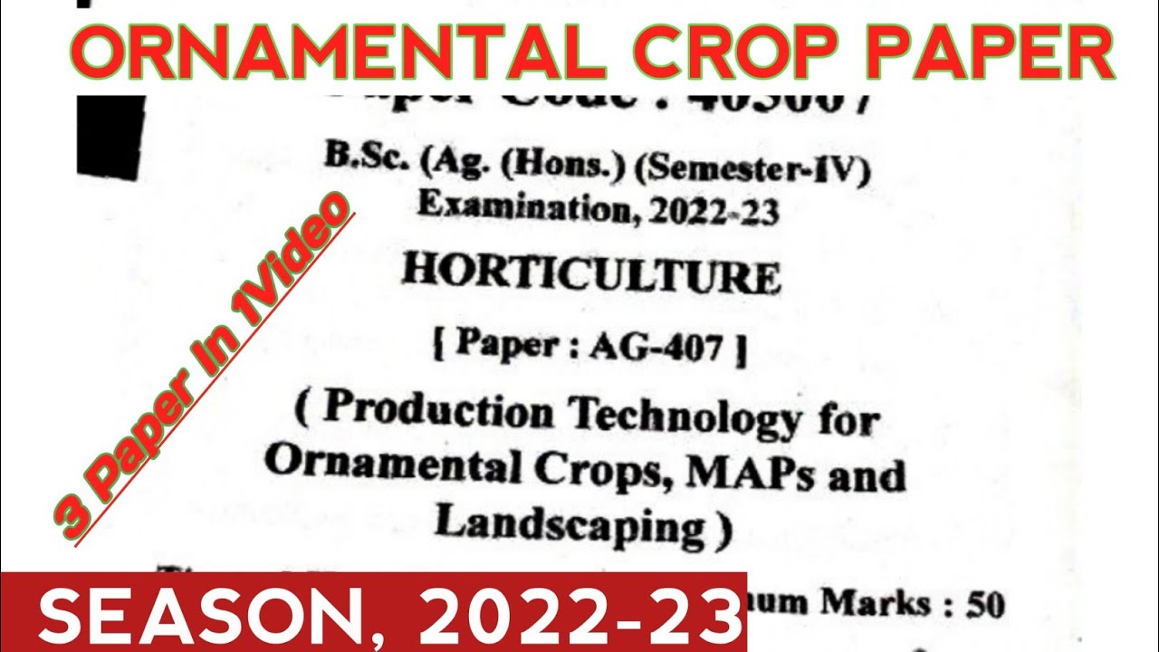 Production Technology Technology For Ornamental Crop Paper Season 2022 ...