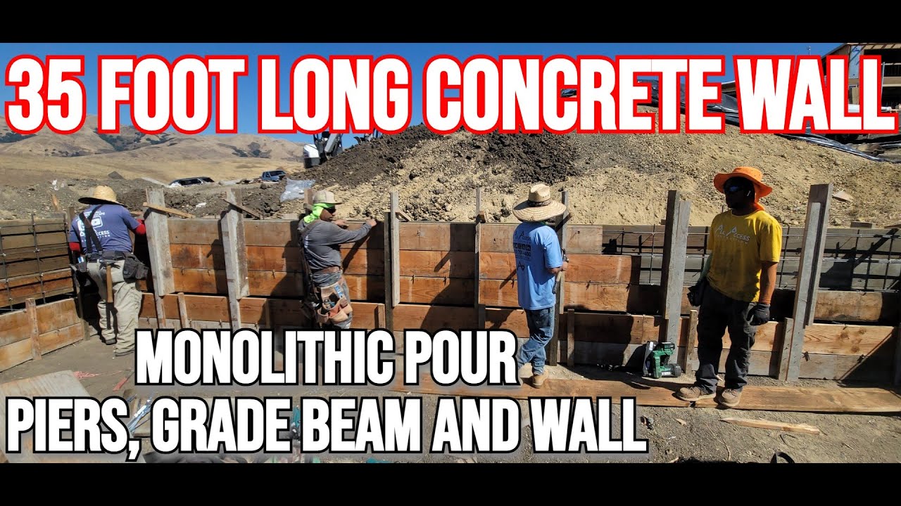 How To Form 4 Foot Concrete Retaining Wall W Piers Grade Beam YouTube